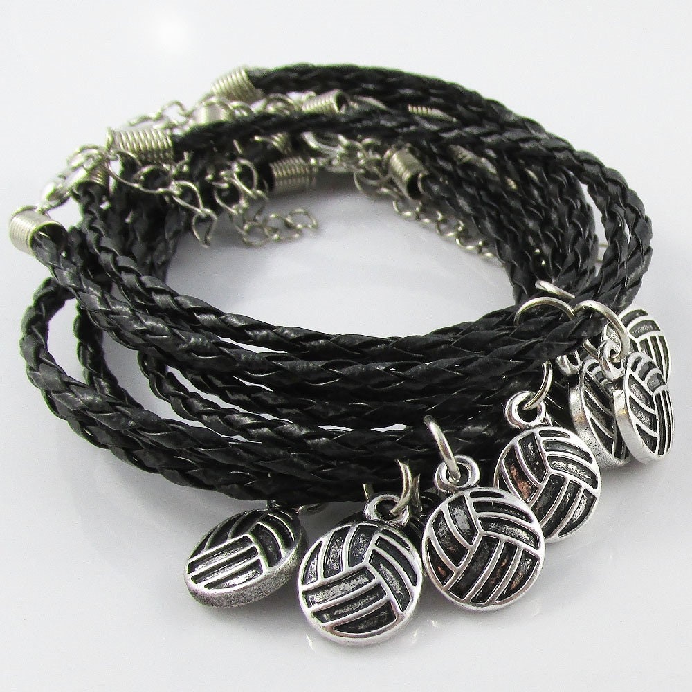 10 X NETBALL Charm Sport Black Braided Bracelet Coach Team Season End ...