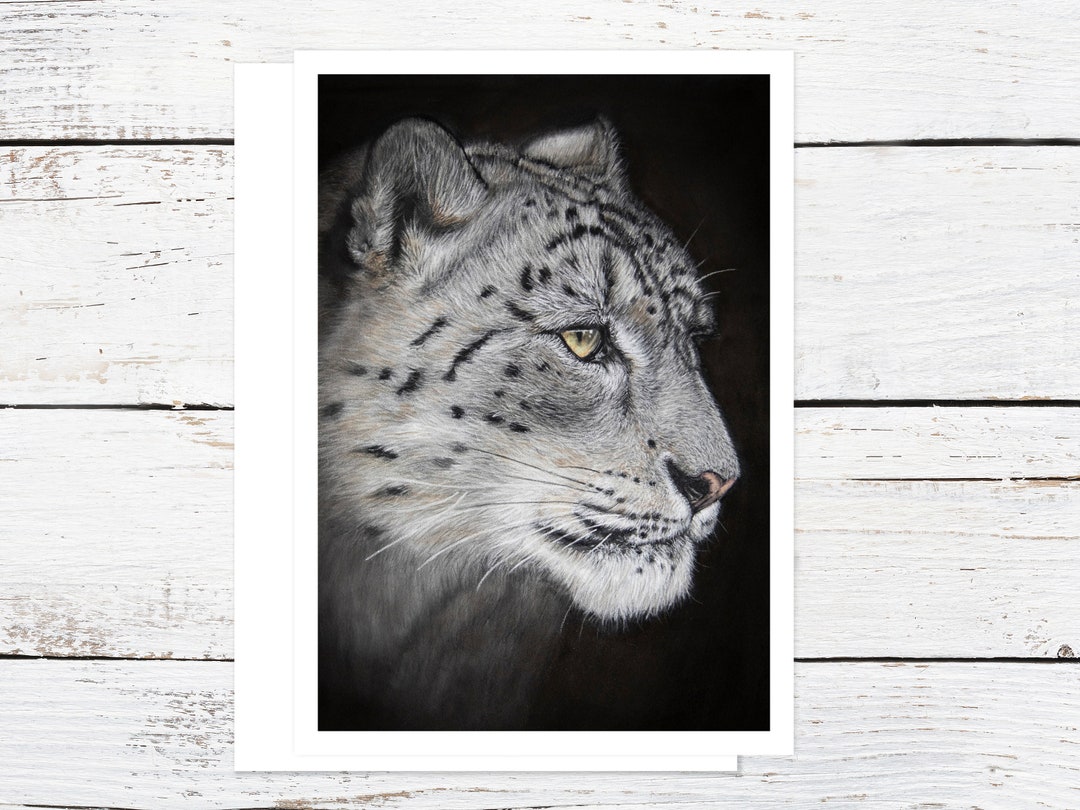 Snow Leopard Greeting Card A6 British Wildlife Artist - Etsy