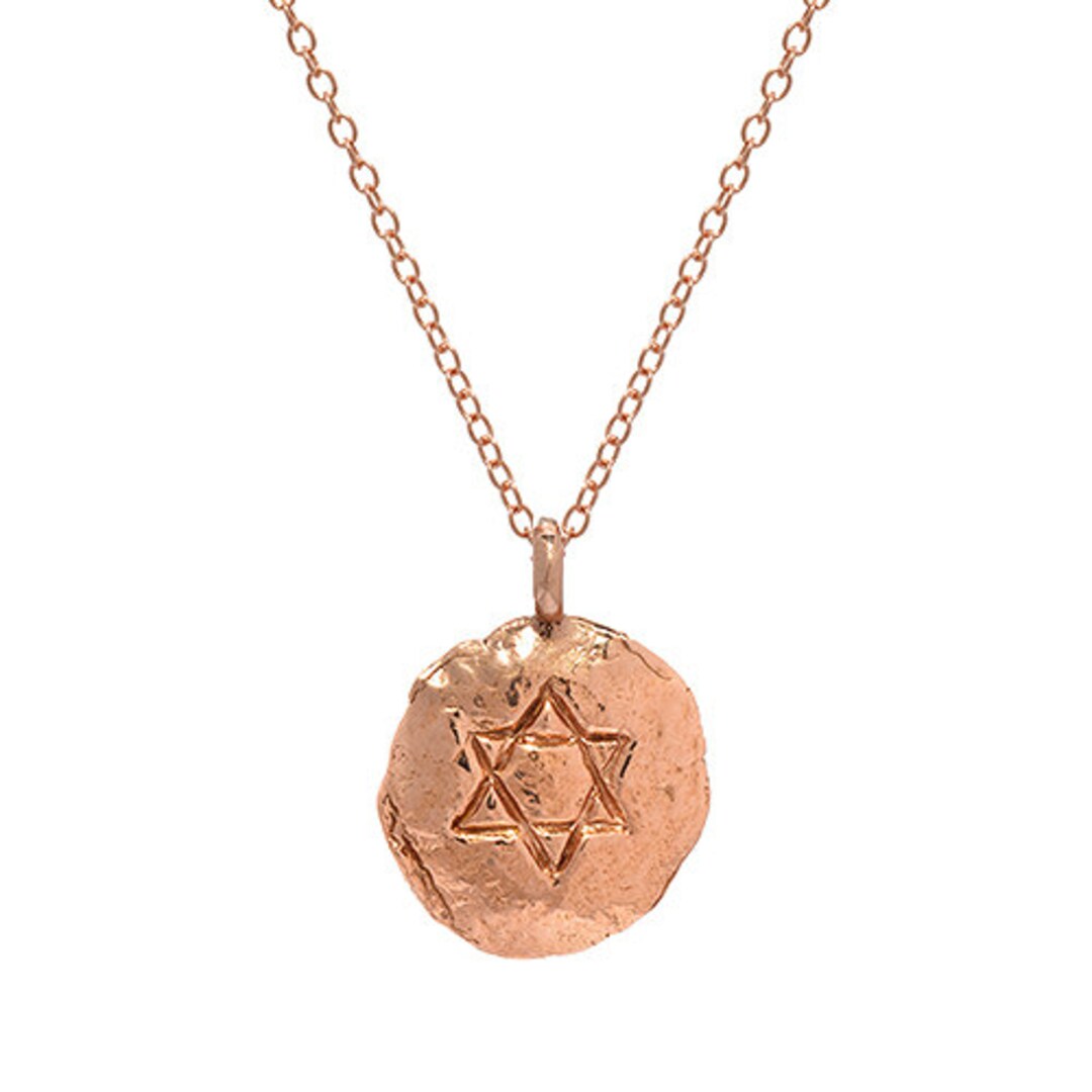 Gold Star of David Engraved Necklace, Jewish Pendant, Magen David 14k ...