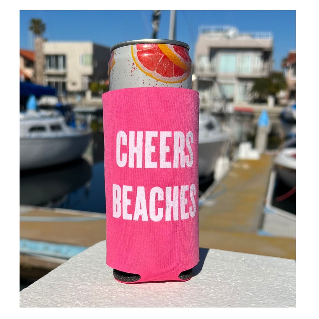 Cheers Beaches Slim Can Cooler Seltzer Can Koozie Beach Beer Drink ...