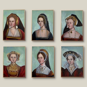 Six Wives of Henry VIII Set of Six 5x7 Original Painting Wall Art Tudor ...