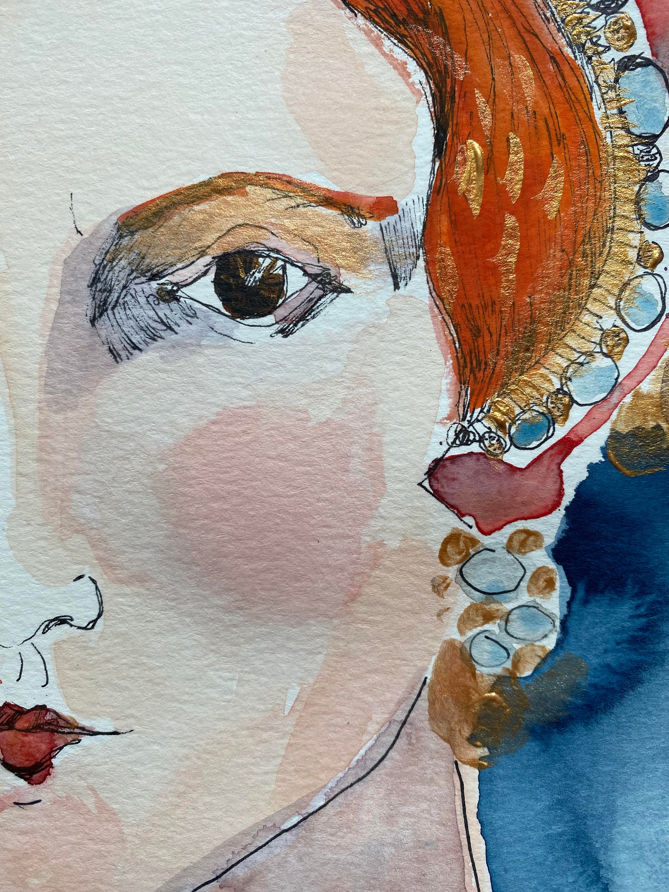 Painting Young Elizabeth I 9x12 Original Painting Gold Tudor Portrait ...