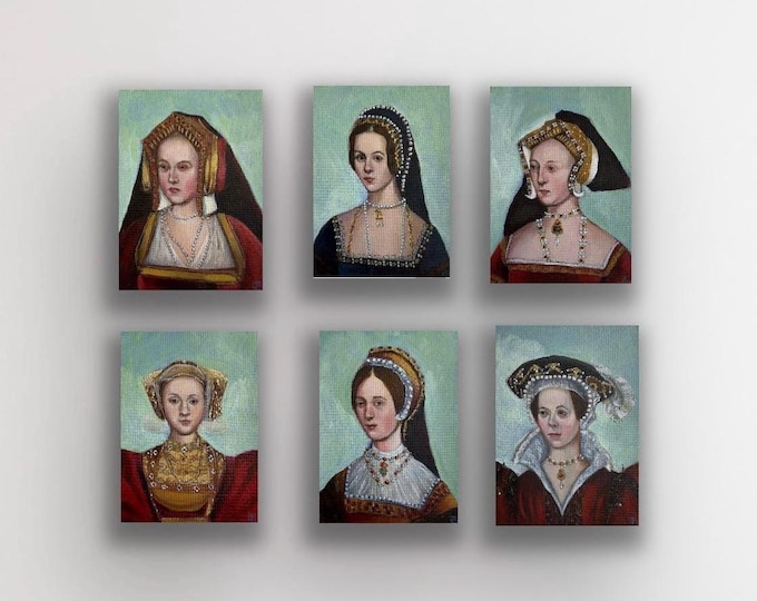 Six Wives of Henry VIII Set of Six 5x7 Original Painting Wall Art Tudor ...