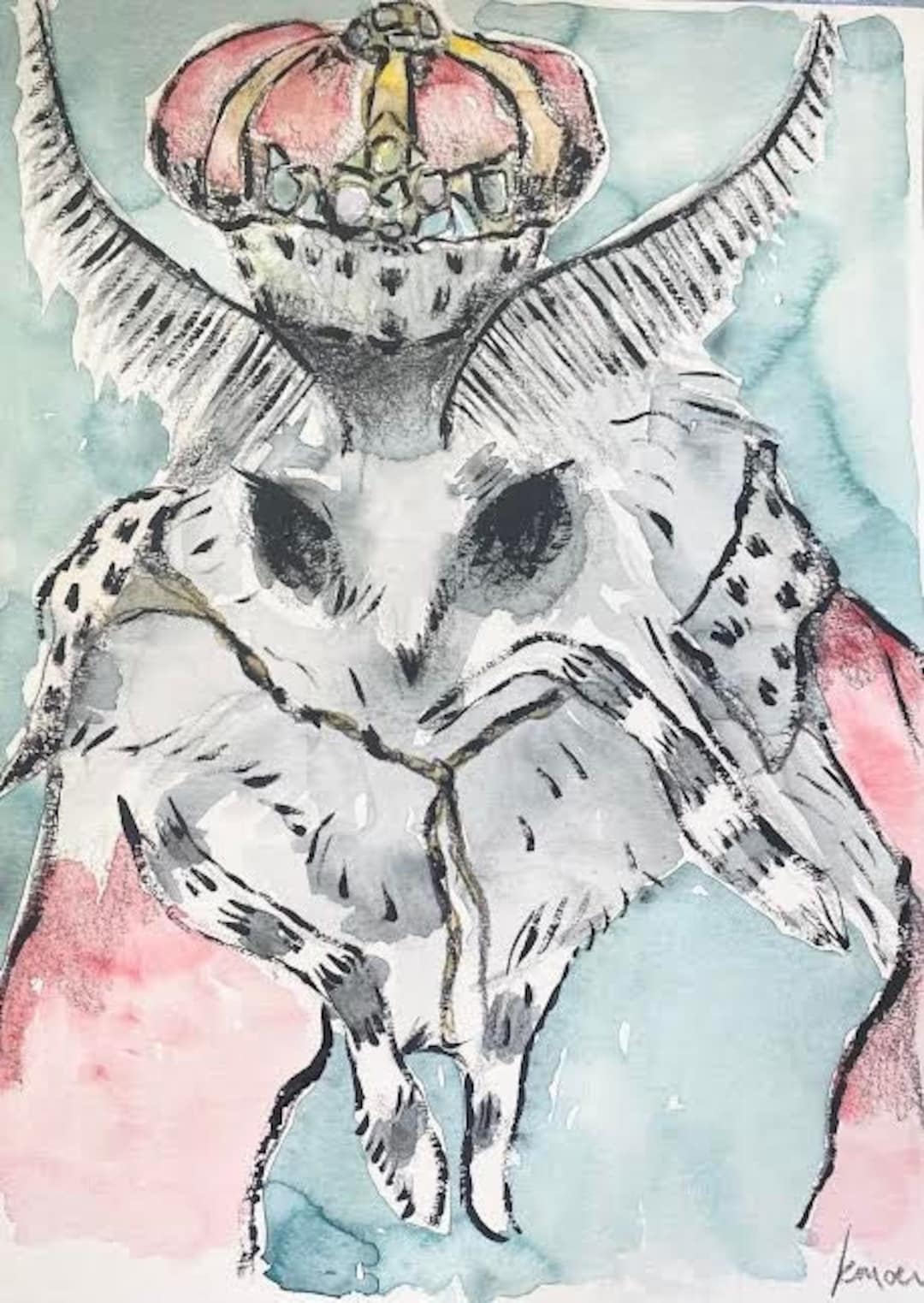 Moth King 9x12 Original Watercolor Original Art Kids Room - Etsy