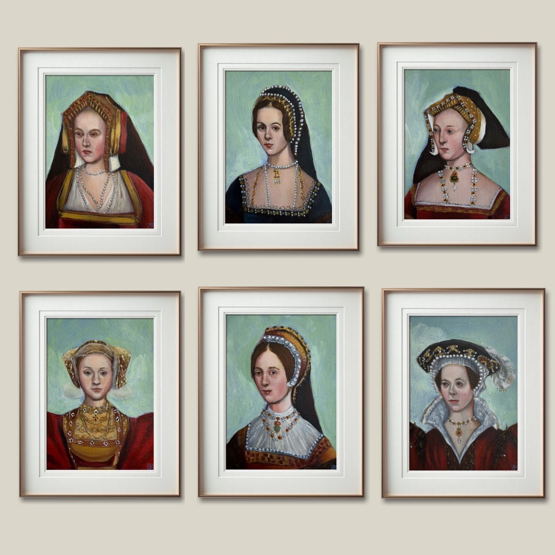 Six Wives of Henry VIII Set of Six 5x7 Original Painting Wall Art Tudor ...