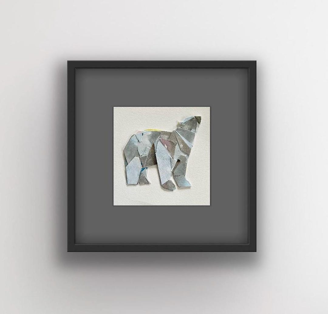 Polar Bear Cut Paper Collage 5x5 Original Artwork Hand Painted ...
