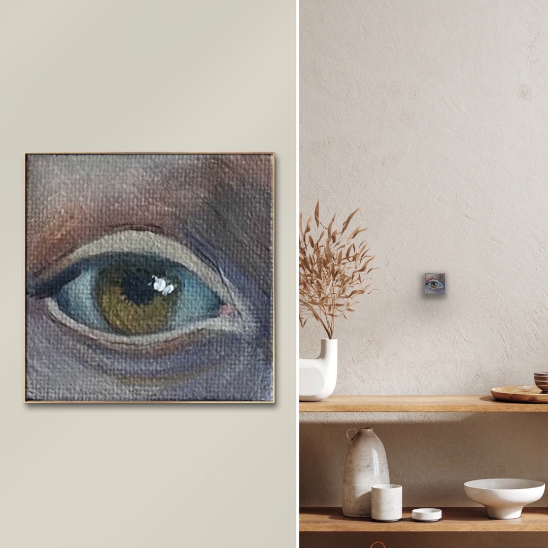 Golden Eye 2x2 Original Canvas Painting Wall Art Tiny Painting - Etsy