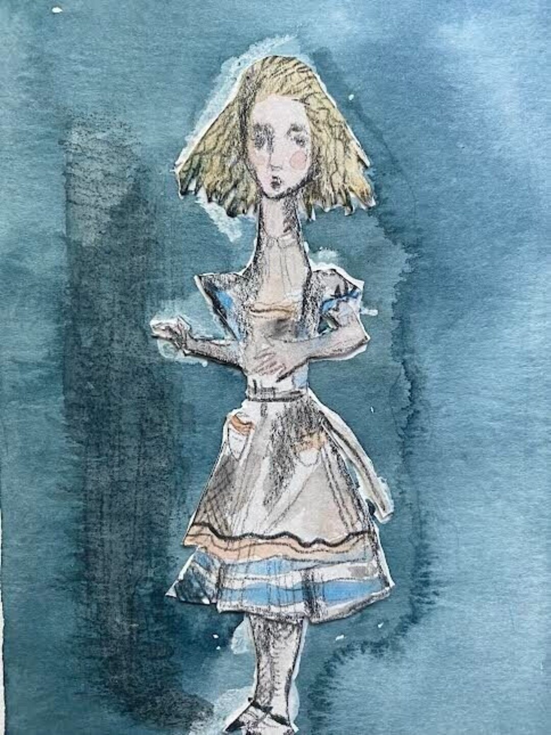 Alice Grows Tall Collage 4x6 Original Watercolor Cut Paper - Etsy