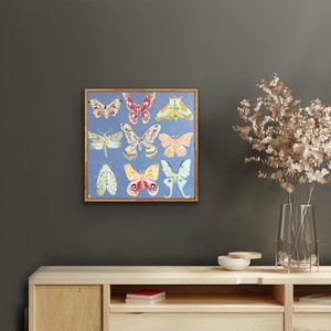 Moths 20x20 Original Artwork Hand Painted Insect Bugs Blue - Etsy