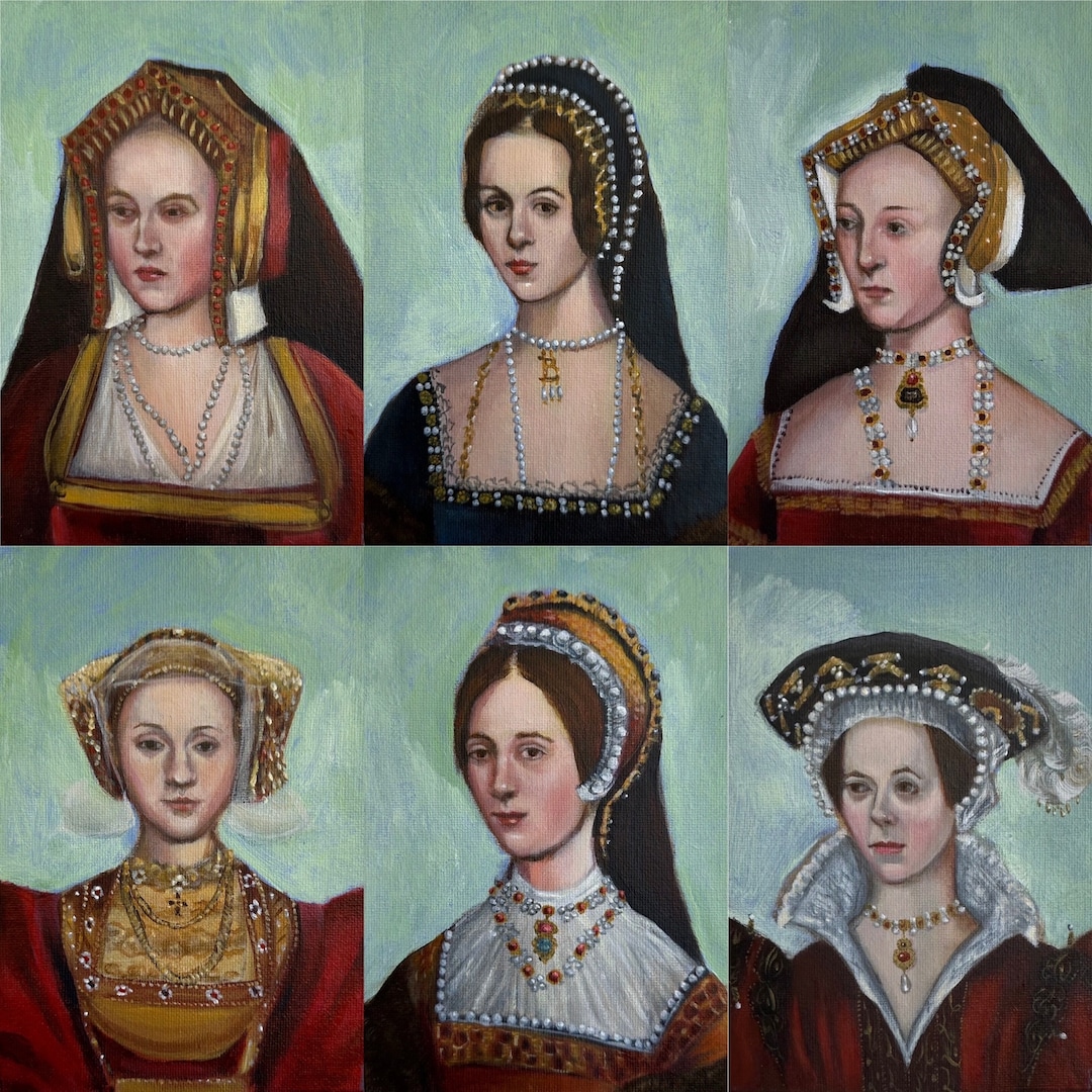 Six Wives of Henry VIII Set of Six 5x7 Original Painting Wall Art Tudor ...