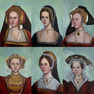 Six Wives of Henry VIII Set of Six 5x7 Original Painting Wall Art Tudor ...