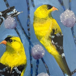 Goldfinch Evening 12x12 Original Hand Painted Acrylic Original Bird ...