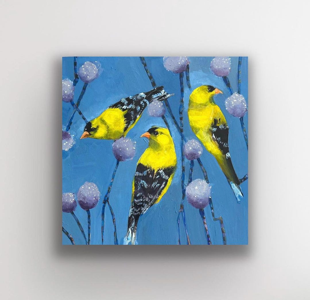 Goldfinch Evening 12x12 Original Hand Painted Acrylic Original Bird ...