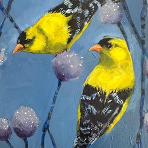 Goldfinch Evening 12x12 Original Hand Painted Acrylic Original Bird ...