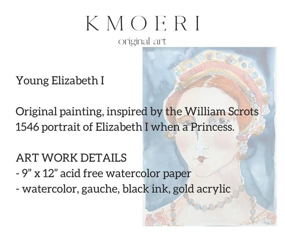 Painting Young Elizabeth I 9x12 Original Painting Gold Tudor Portrait ...