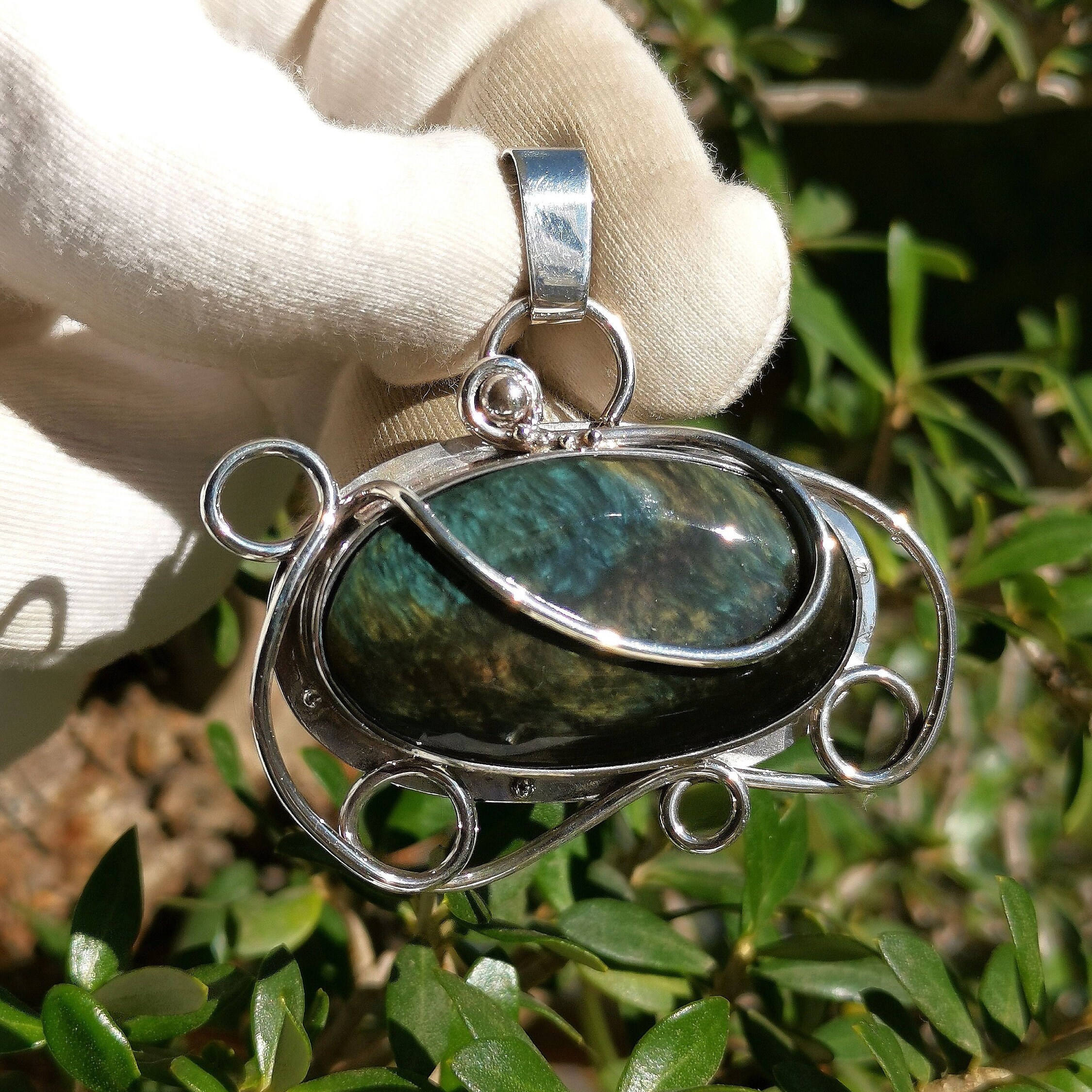 Obsidian pendant Obsidian silver pendant Obsidian necklace | Etsy