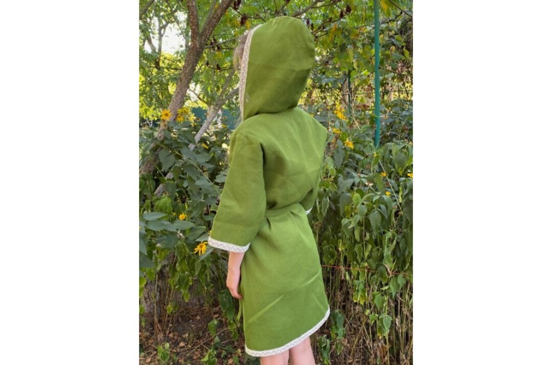 Hemp Bath Robe, Women, 100% Organic Hemp, Natural Green Dye, Very ...