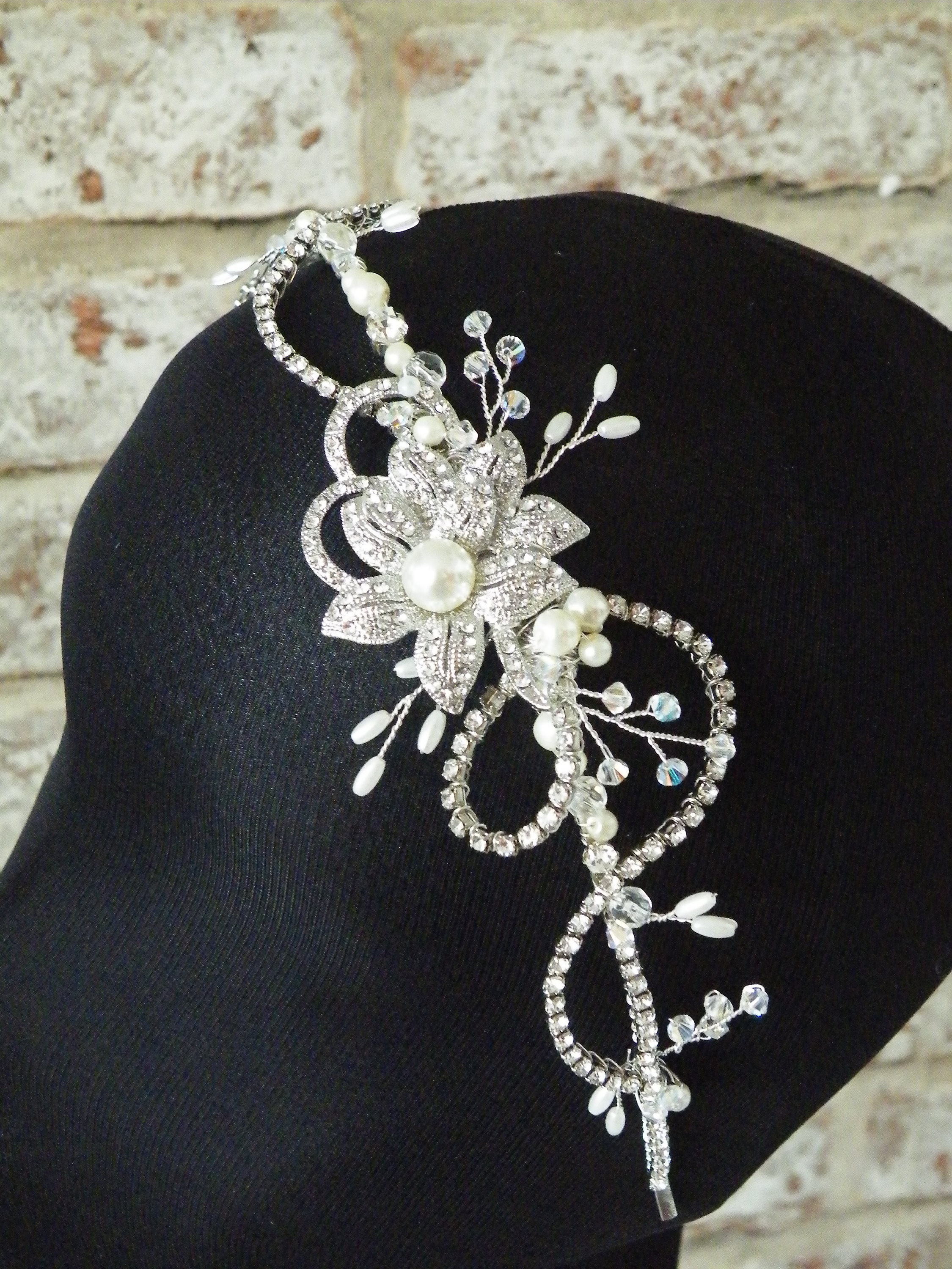 Floral Side Tiara, Diamante Tiara, Pearl Side Tiara, Floral Hair Vine ...