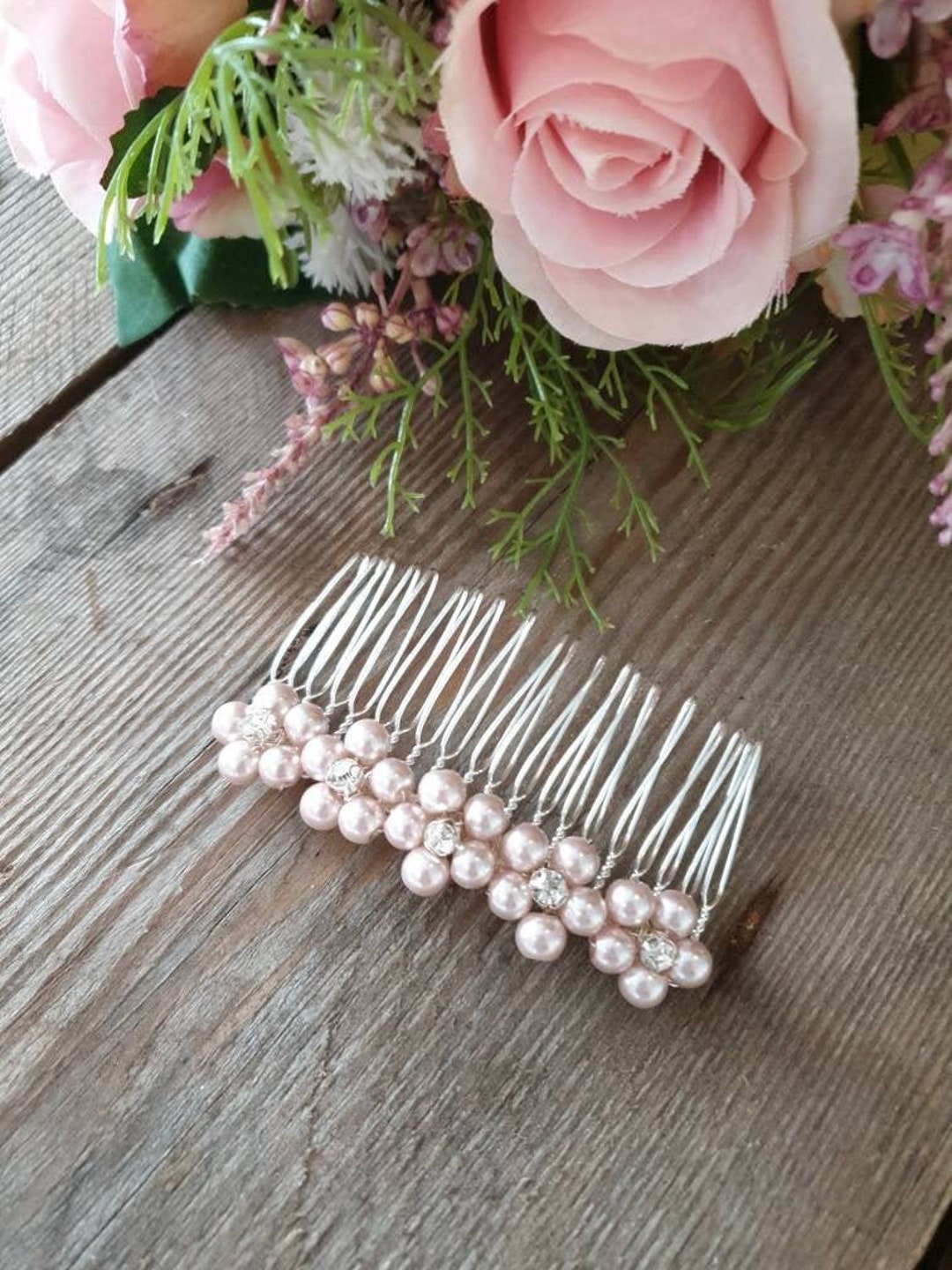 Bridesmaid Hair Comb, Blush Pink Hair Accessories, Bridal Hair Flowers ...
