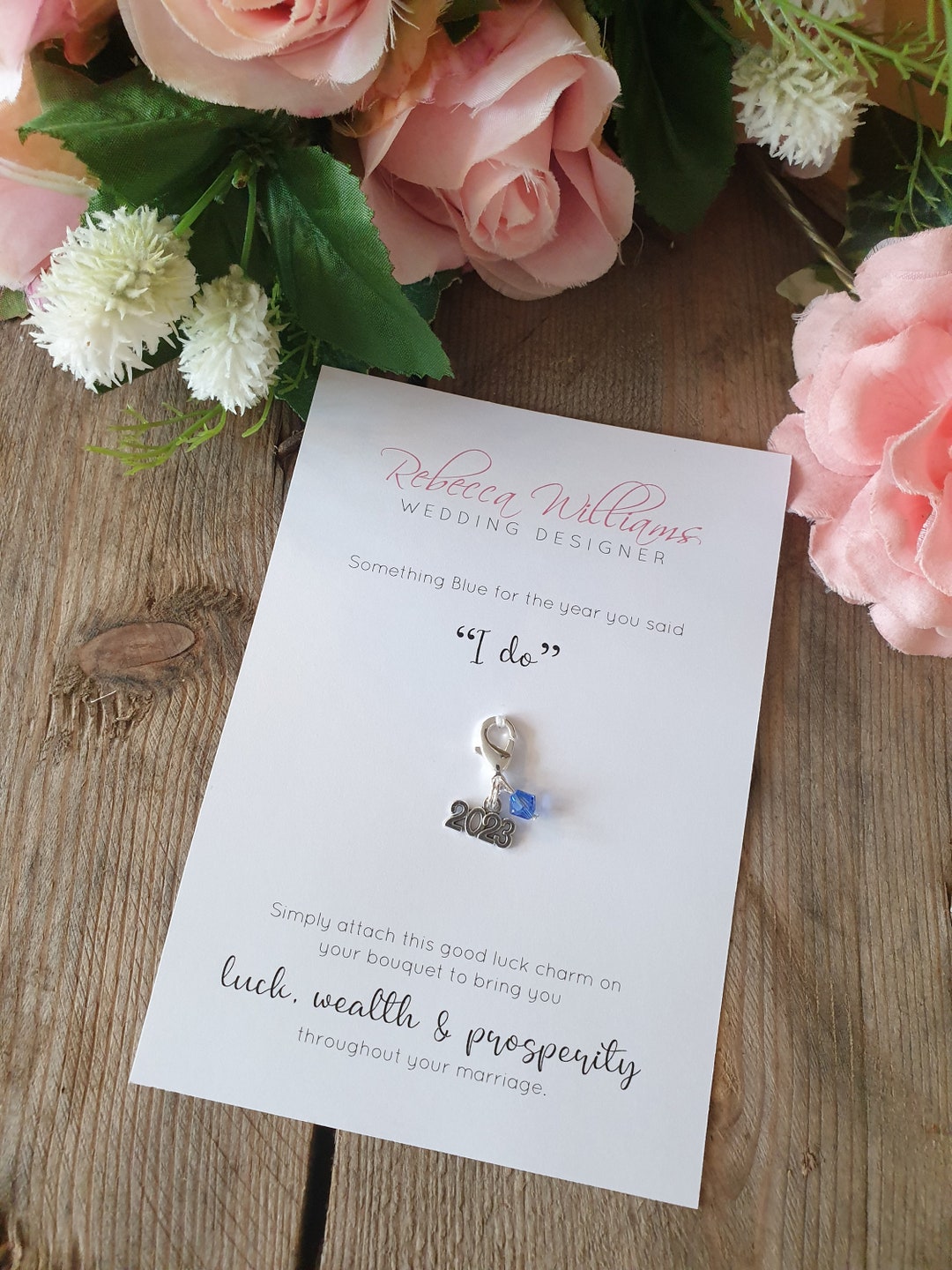 Something Blue, Wedding Good Luck Charm, Wedding Memento, Bouquet Charm ...