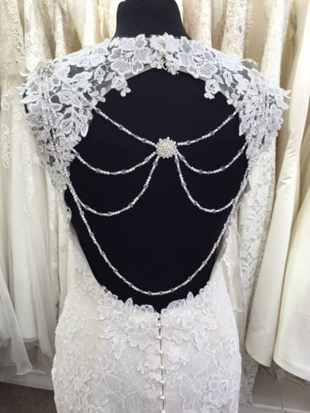 Diamante Back Jewellery, Bridal Gown Detailing. Backless Wedding Dress ...