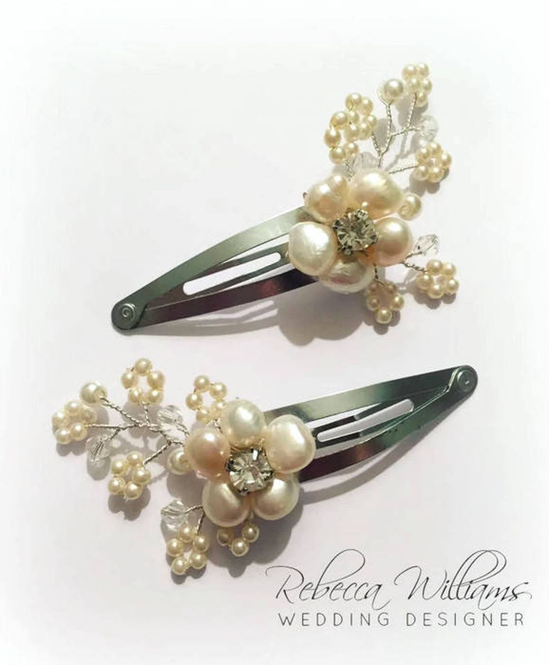 Freshwater Pearl Hair Slides, Bridal Hair Accessories, Flower Girl ...