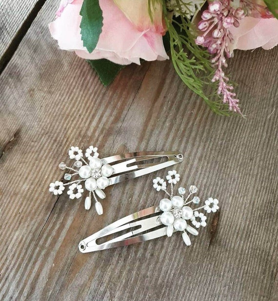 Pretty Flower Girl Hair Slides Hair Clips Floral Hair | Etsy UK