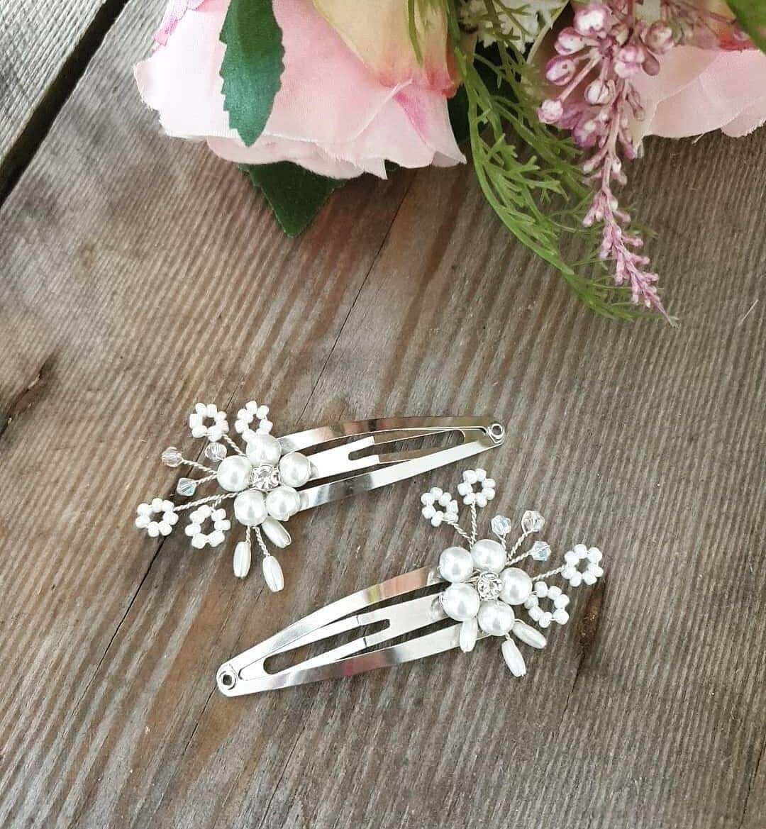 Pretty Flower Girl Hair Slides, Hair Clips, Floral Hair Slides ...