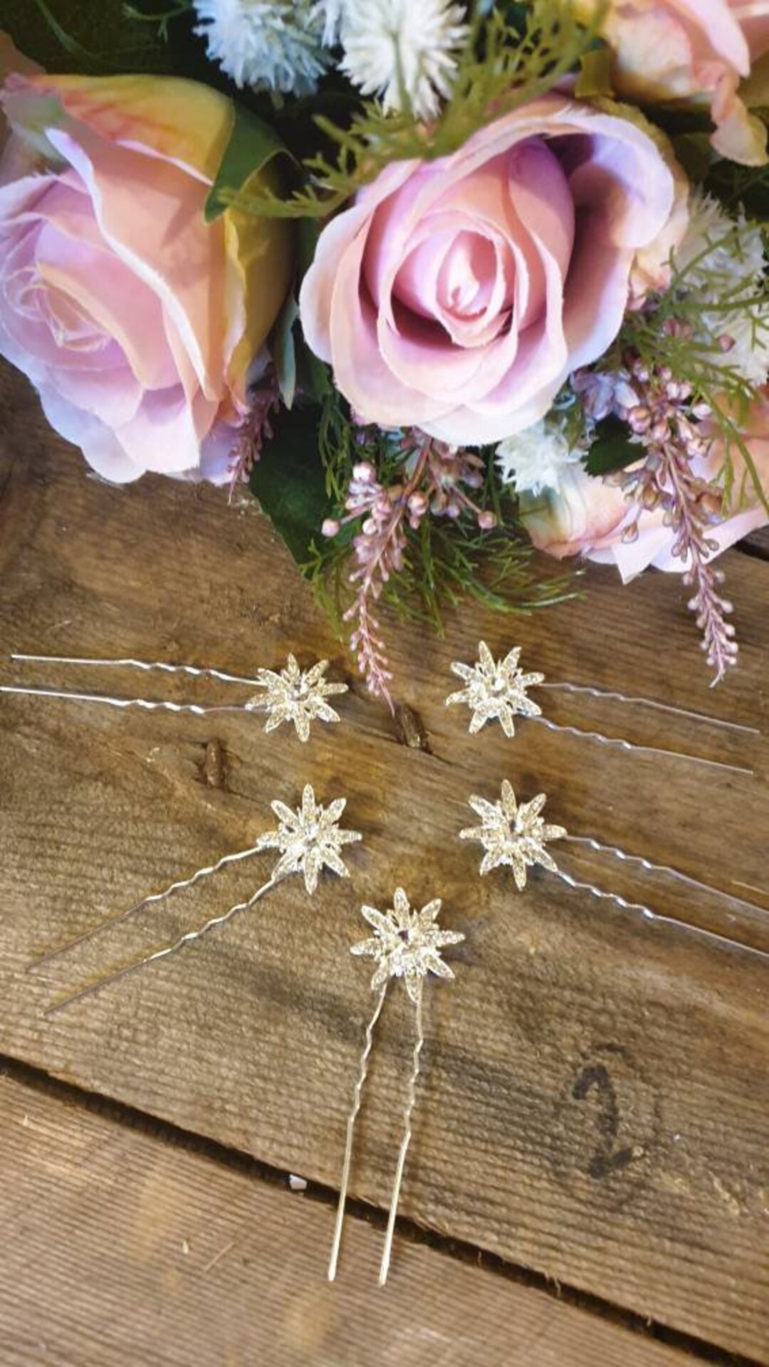 Flower Star Pins, Star Wedding Accessories, Bridal Hair Pins, Sparkly ...