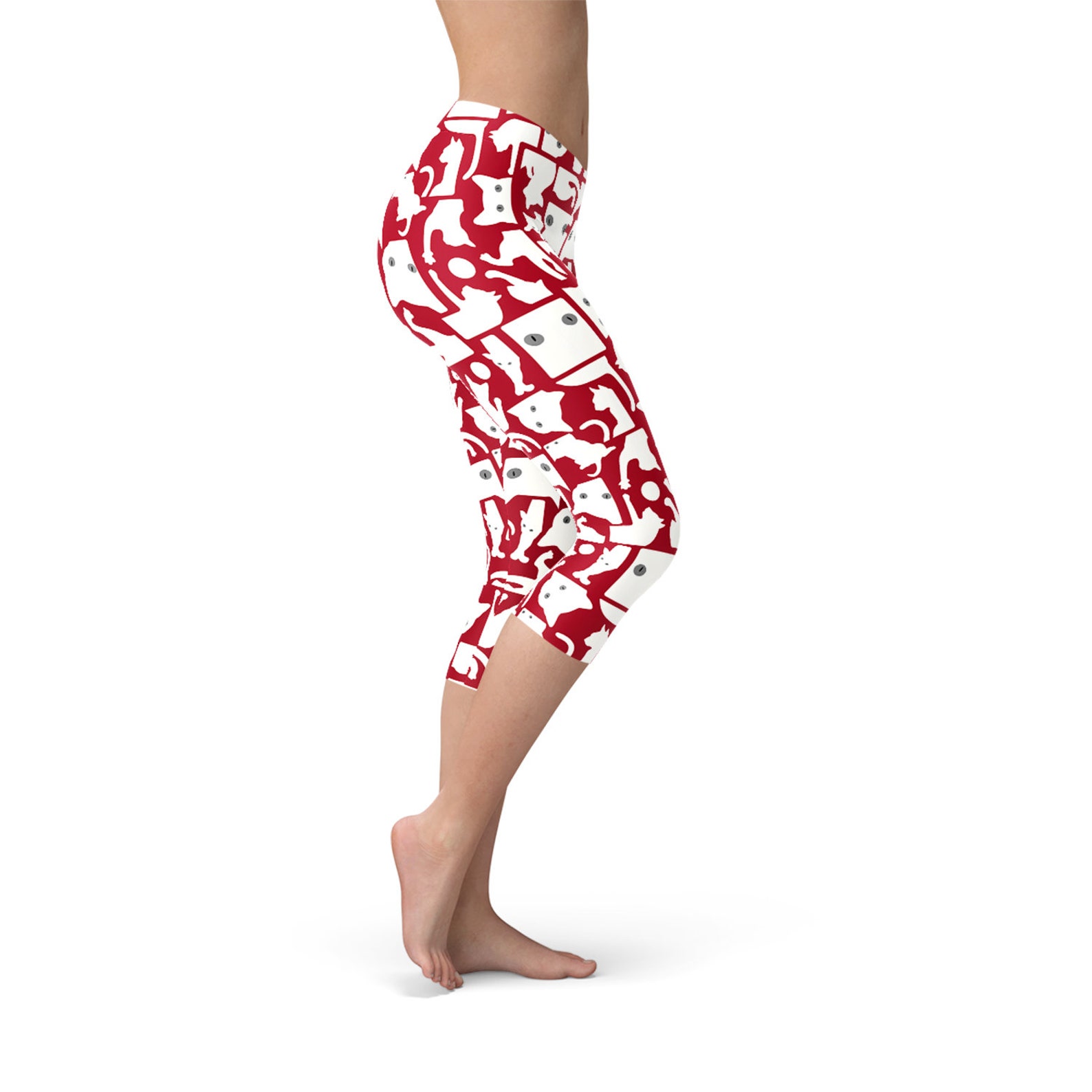 Cat Capri Leggings for Women Womens Red Capri Pants W All | Etsy