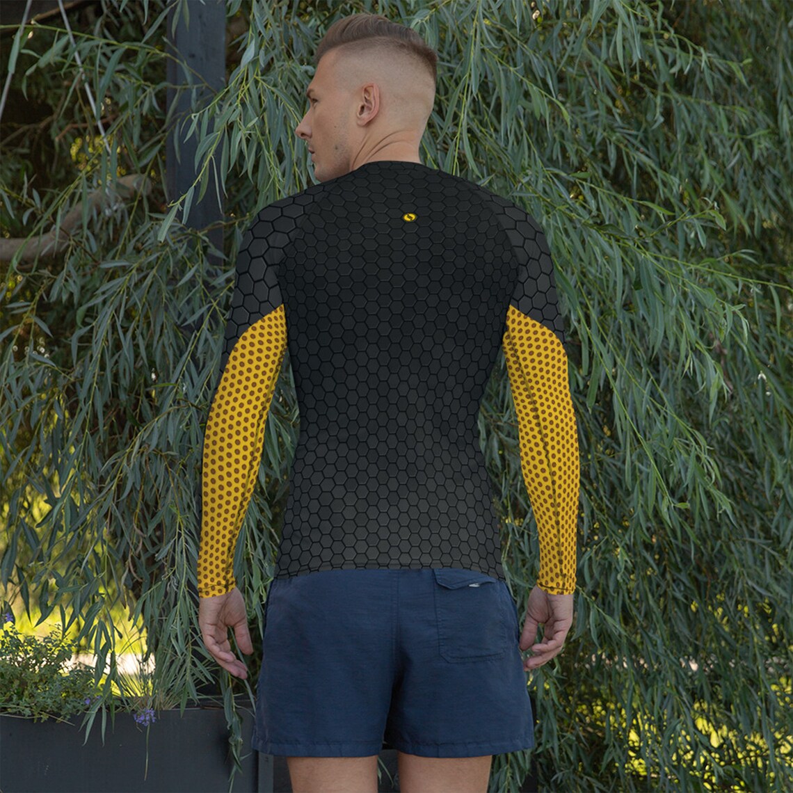 Mens Long Sleeve Rash Guard Honeycomb Pattern Print | Etsy