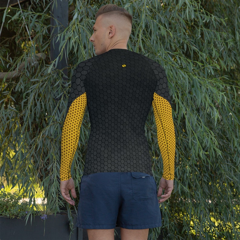 Mens Long Sleeve Rash Guard Honeycomb Pattern Print - Etsy