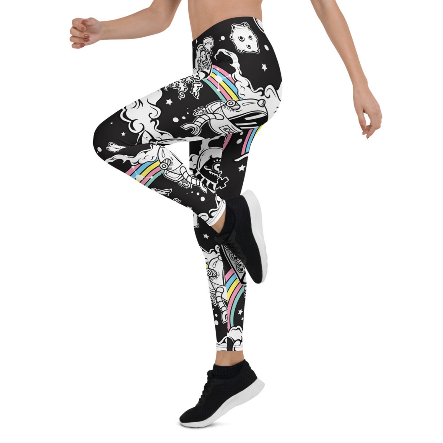 Outer Space Leggings for Women All Over Print Womens Black | Etsy