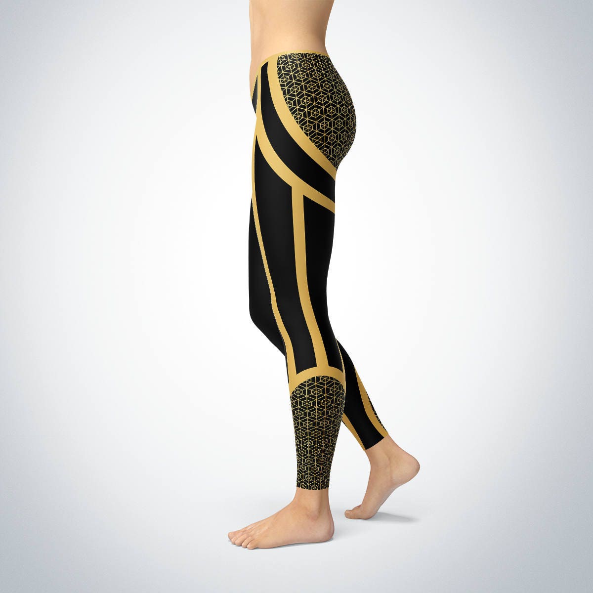 Athena Black & Gold Workout Leggings – High-waisted, Squat Proof - Etsy