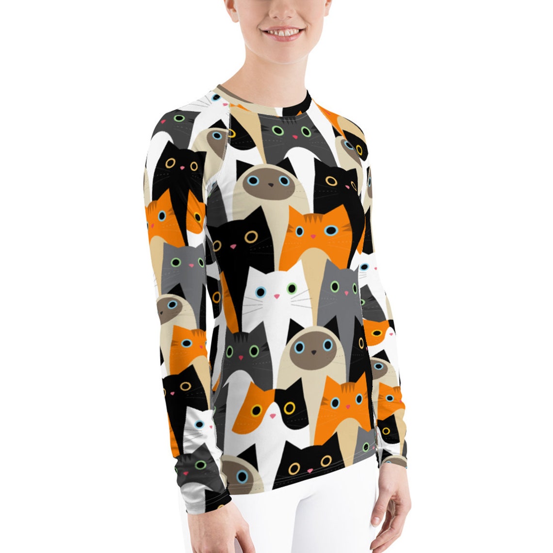 Cat Rash Guard for Women Long Sleeve Swim Shirt With Cats - Etsy