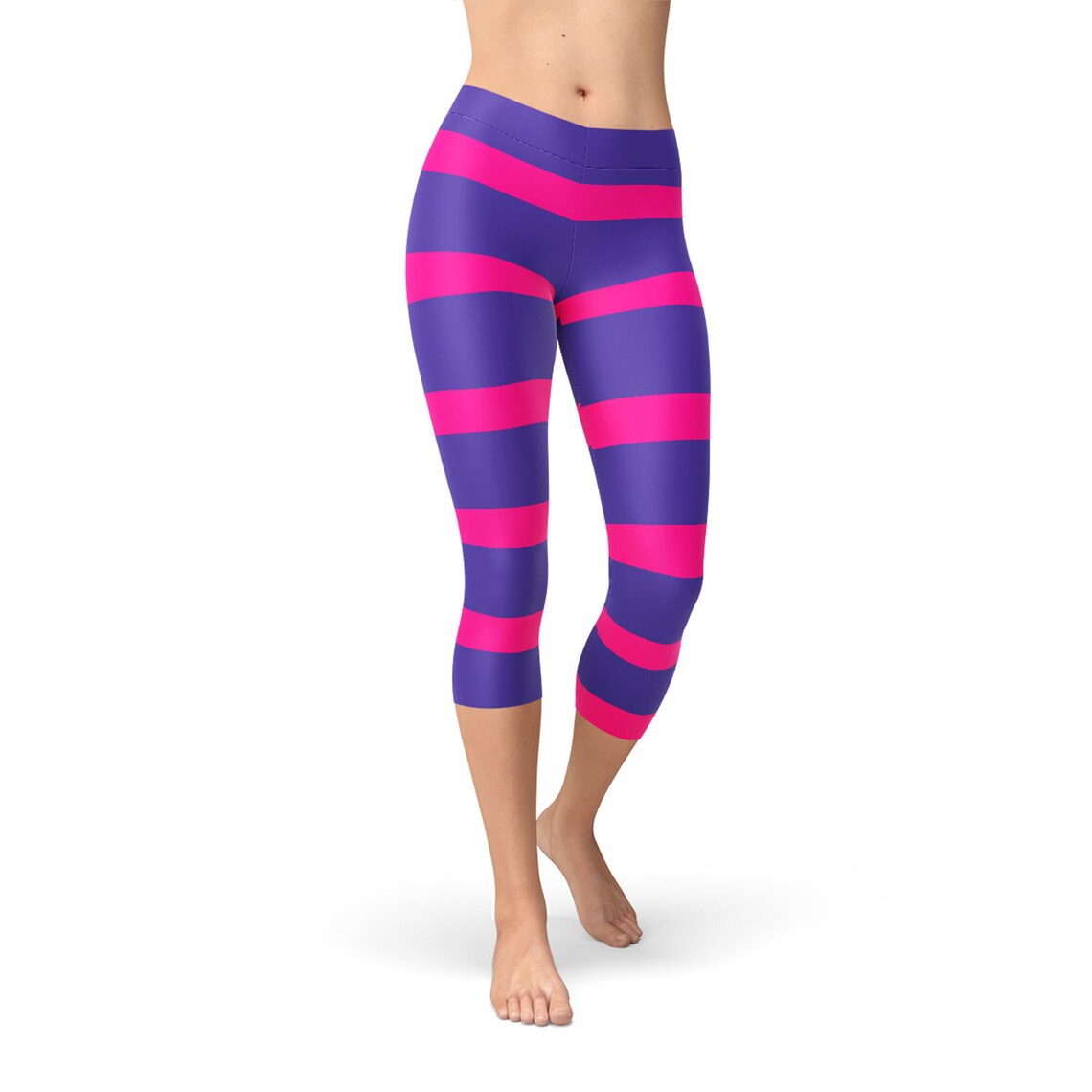 Pink and Purple Striped Capris for Women - Inspired Cheshire Cat Capri ...