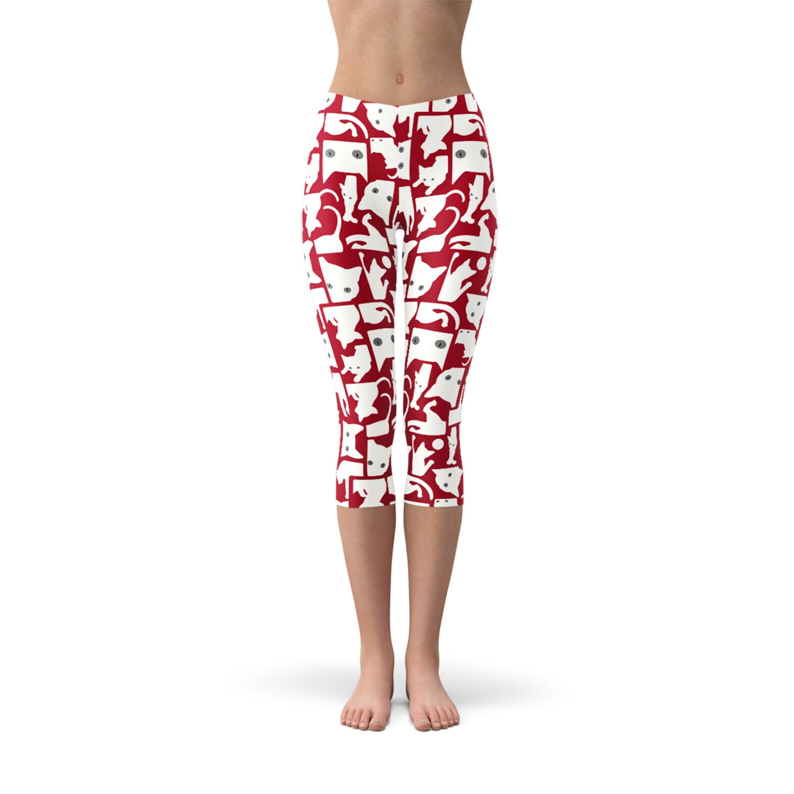 Cat Capri Leggings for Women Womens Red Capri Pants W All | Etsy