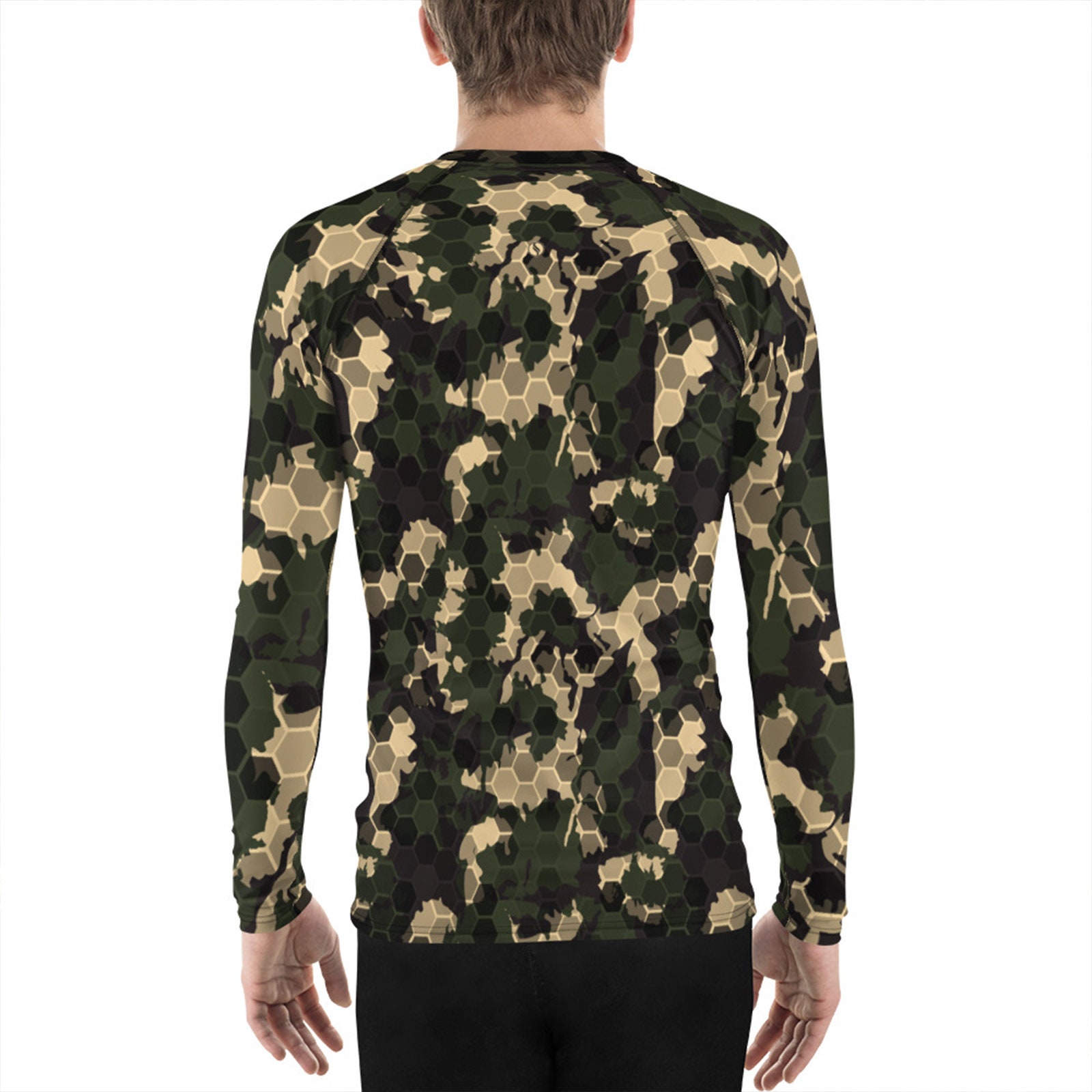 Mens Rash Guard Army Camo Print With Honeycomb Pattern Sun - Etsy