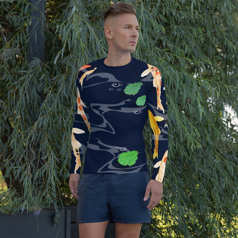 Koi Fish Mens Rash Guard - All Over Print School of Fish in the Pond on ...