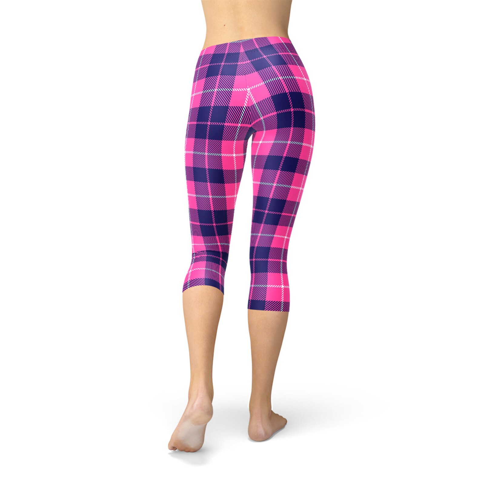 Pink & Purple Buffalo Plaid Capri Leggings – Women's Active Wear - Etsy