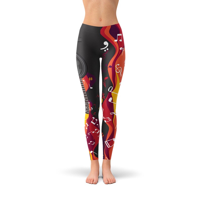 Music Note Leggings for Women Musical Air Guitar Printed | Etsy