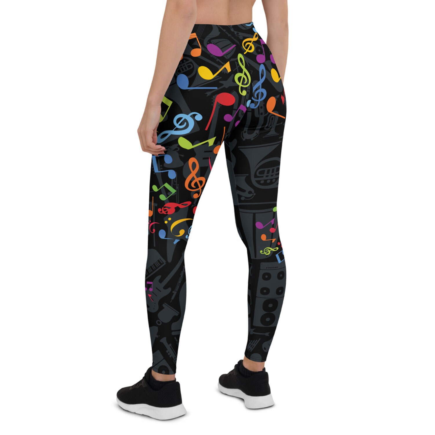 Music Notes Leggings for Women Black Leggings With Musical - Etsy