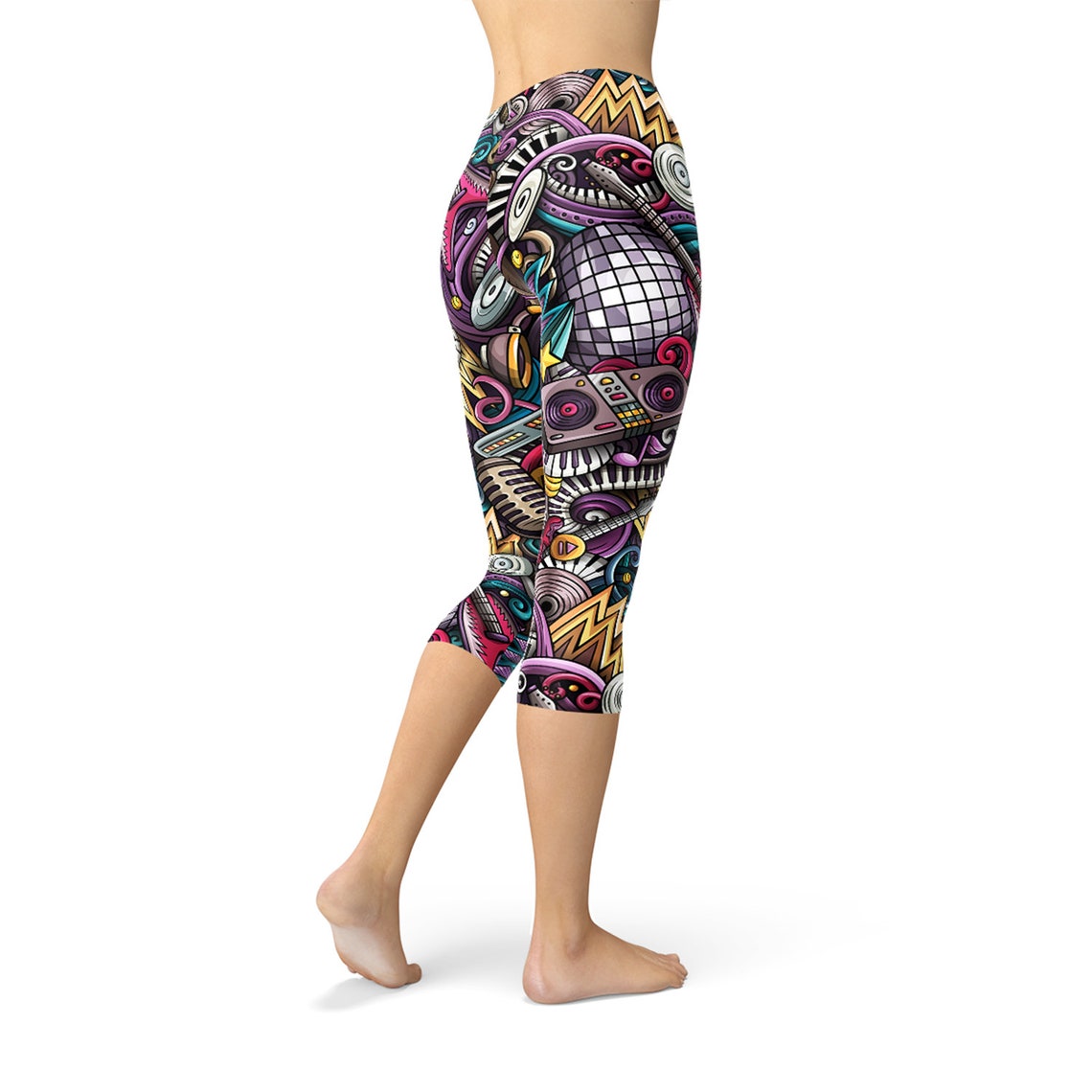 Grunge Capri Leggings for Women 80s Capri Leggings Disco - Etsy