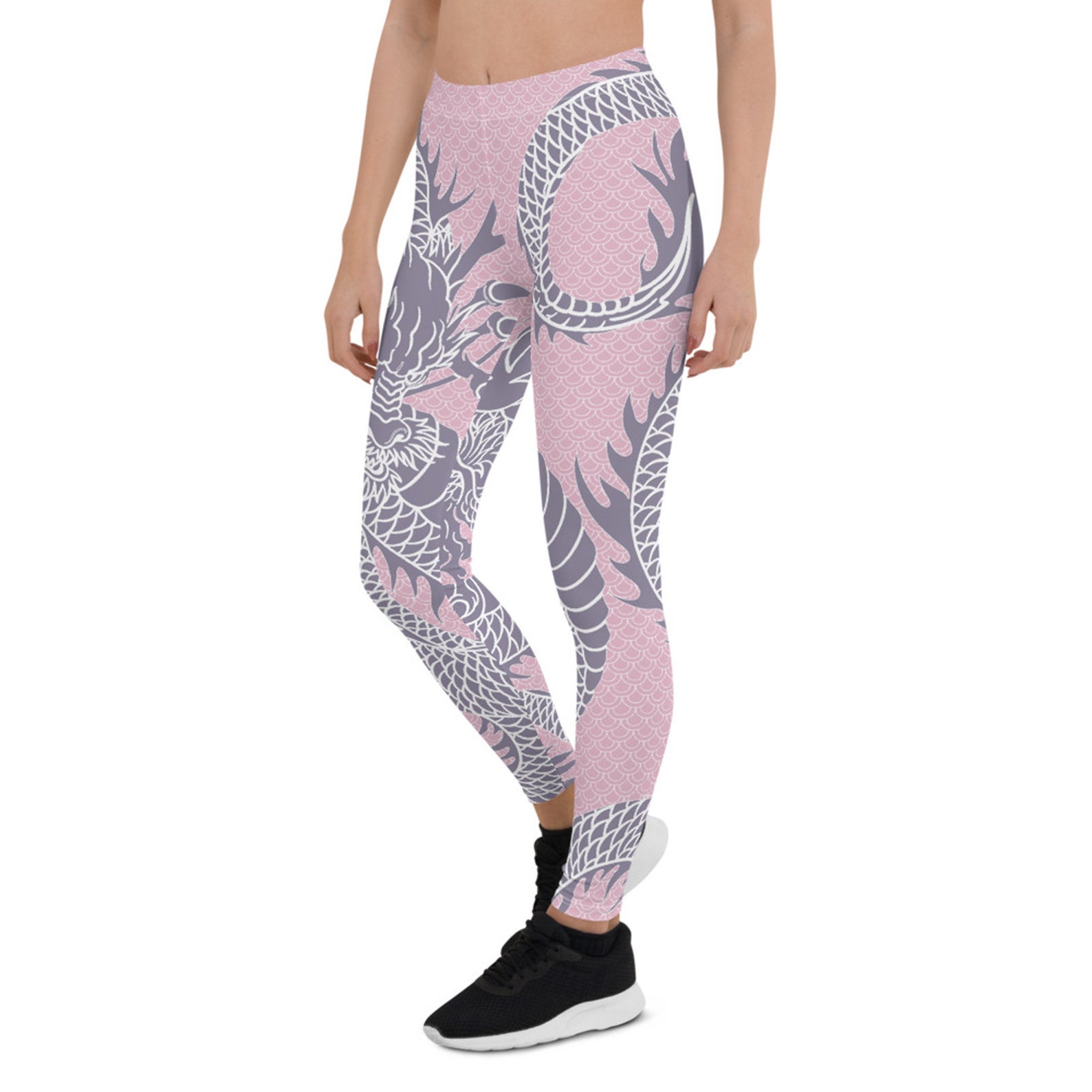 Dragon Leggings for Woman - Pink Purple Mid Waist Womens Leggings ...