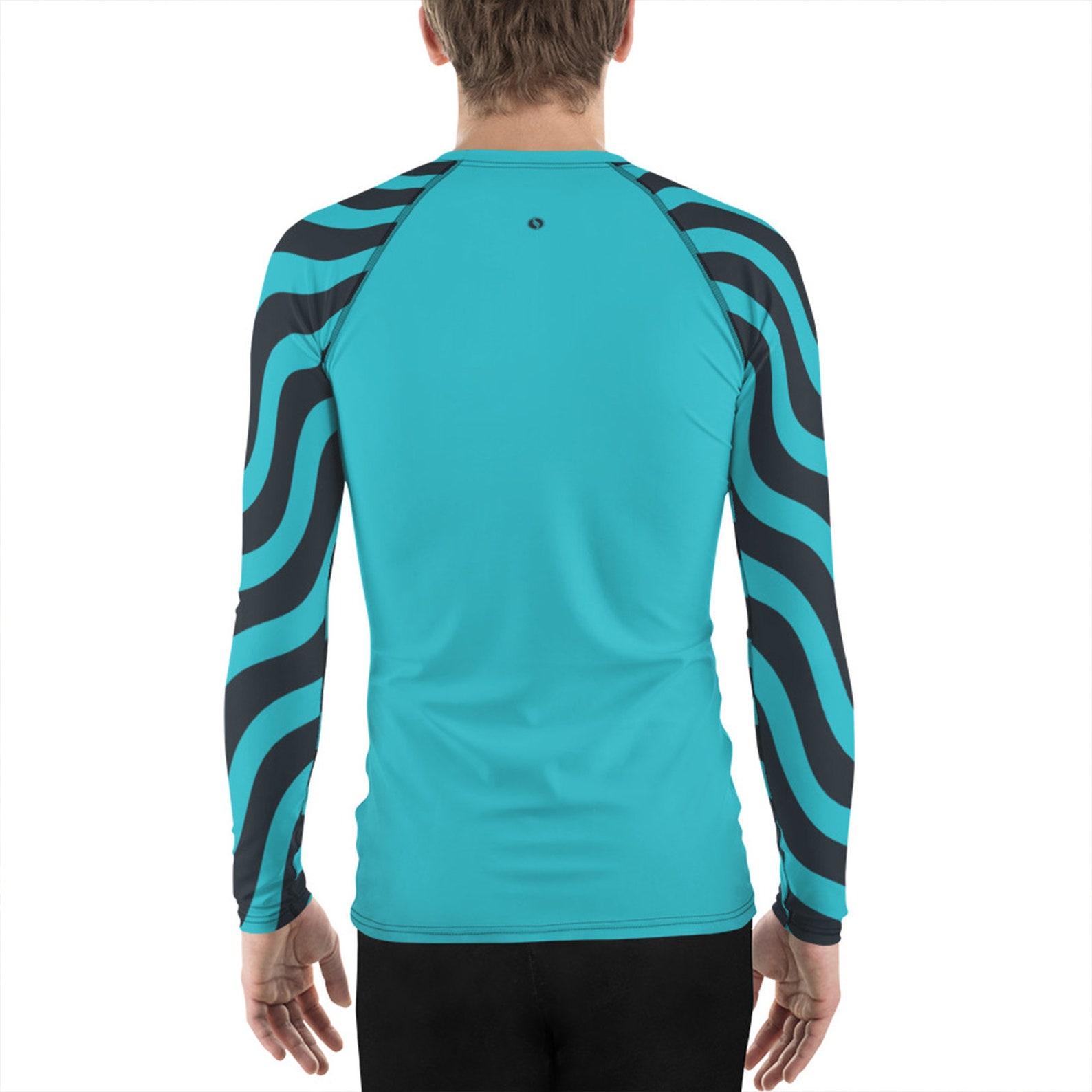 Mens Rash Guard - Ocean Swirl Print High Visibility Rashguard Sun ...