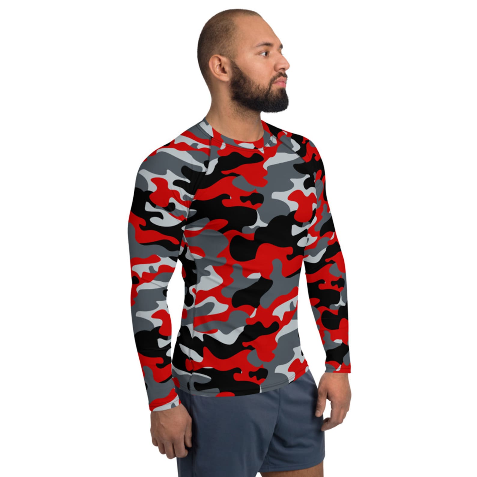 Red Camouflage Rash Guard for Men Long Sleeve Rash Guards W - Etsy