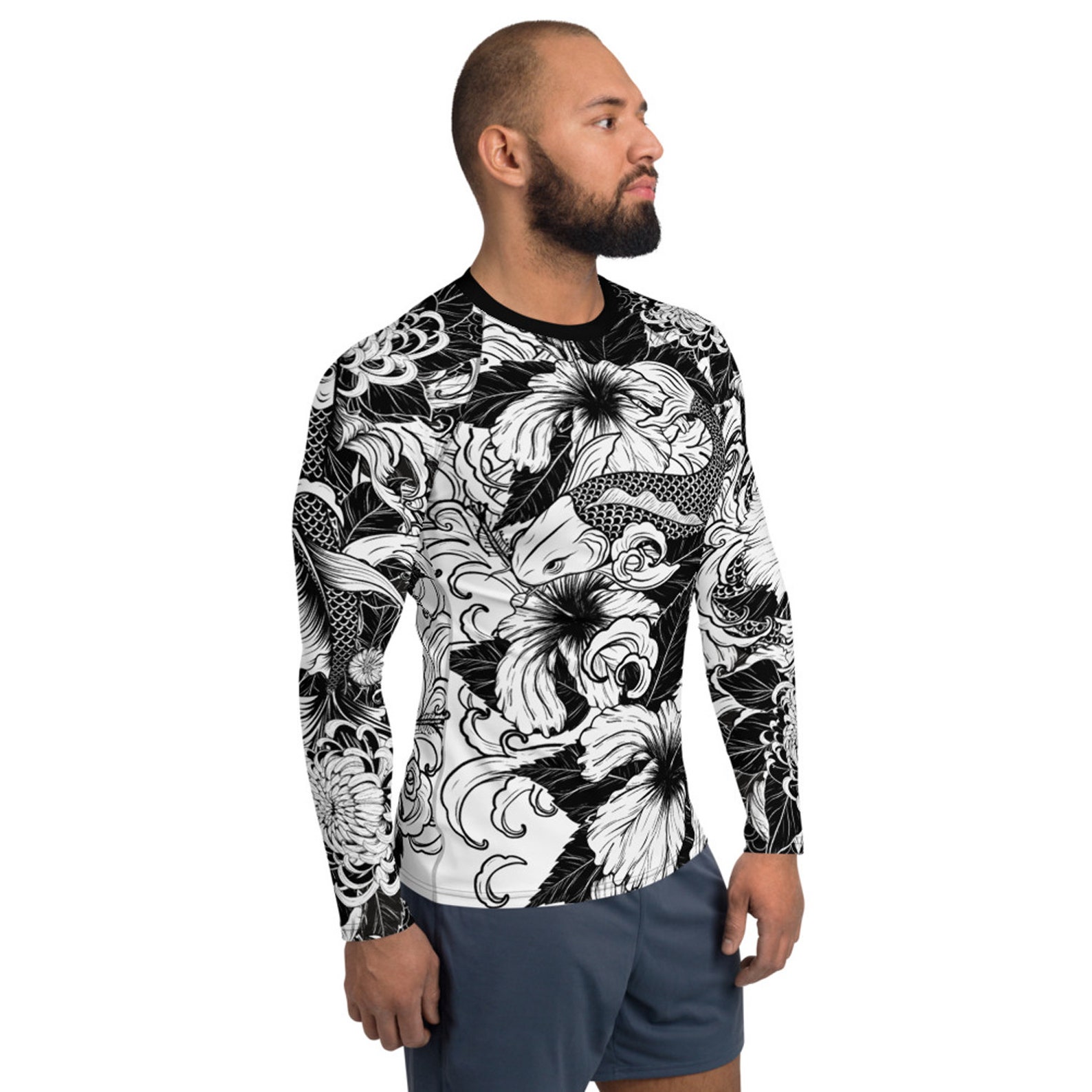 Koi Fish Rash Guard for Men - Long Sleeve MMA / BJJ Rash Guards ...