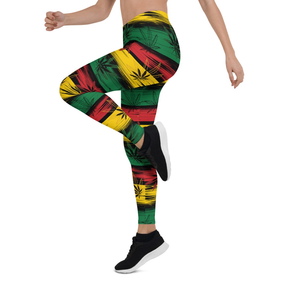 Rasta Reggae Leggings For Women Printed Womens Red Black and | Etsy