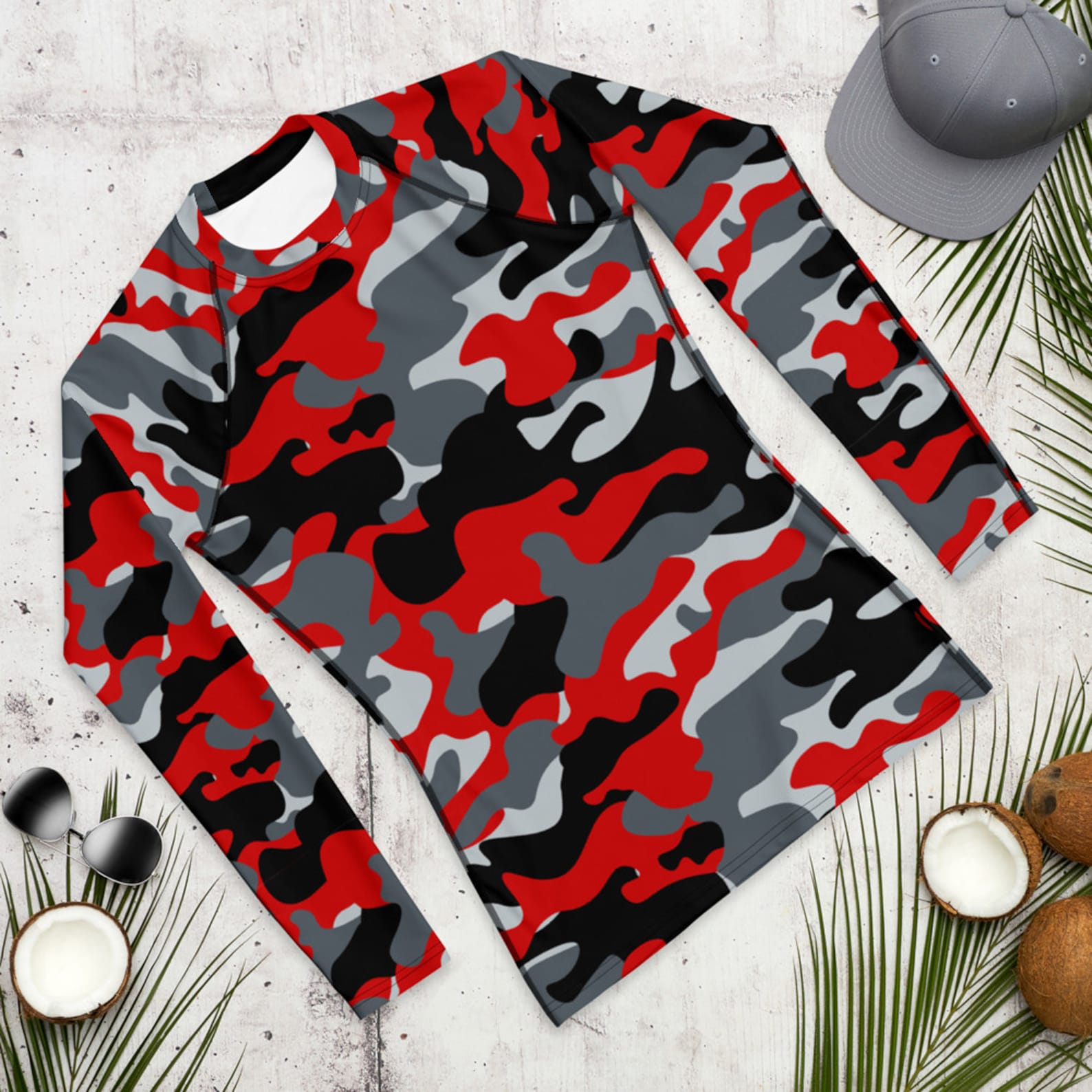 Red Camouflage Rash Guard for Men Long Sleeve Rash Guards W - Etsy