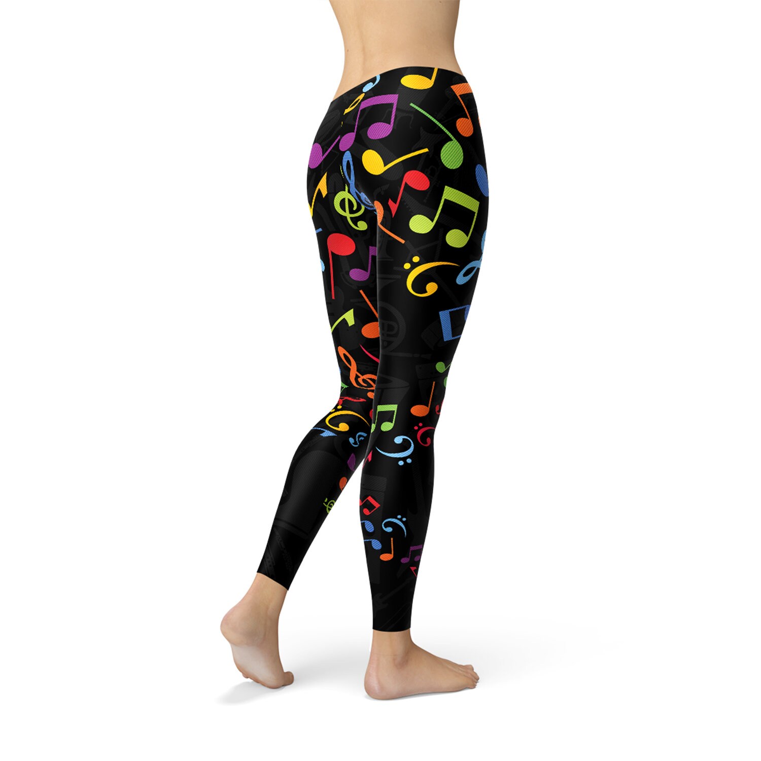 Music Notes Leggings For Women Black Leggings with Musical | Etsy